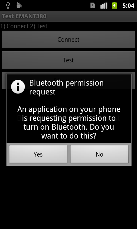 Test Android Smartphone with EMANT380 : Bluetooth Wireless DAQ
